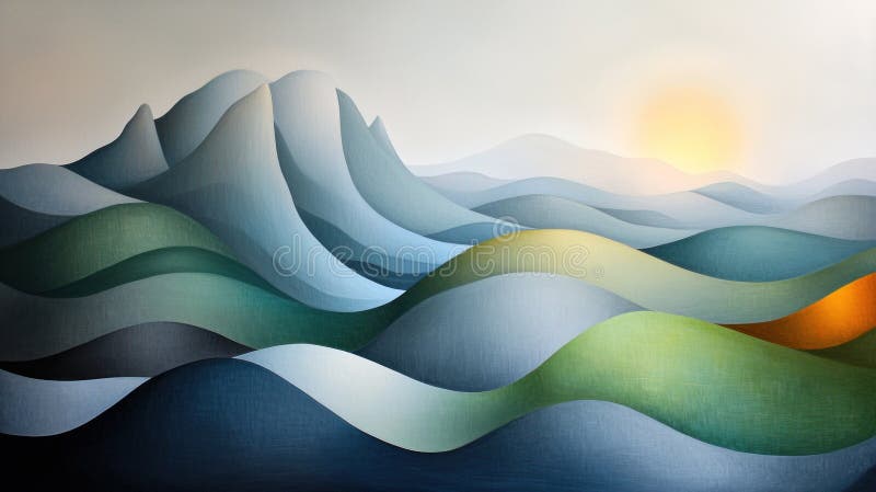 Abstract Landscape with Geometric Shapes and Soft Color Gradients Stock ...