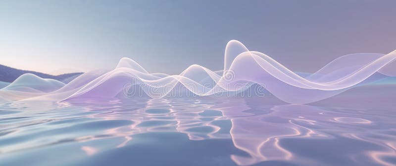 Abstract Landscape with Glowing Forms and Illuminated Water Features ...