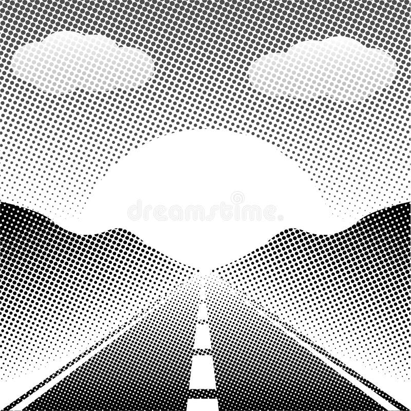 Abstract Landscape Highway with Halftone Style Stock Vector ...