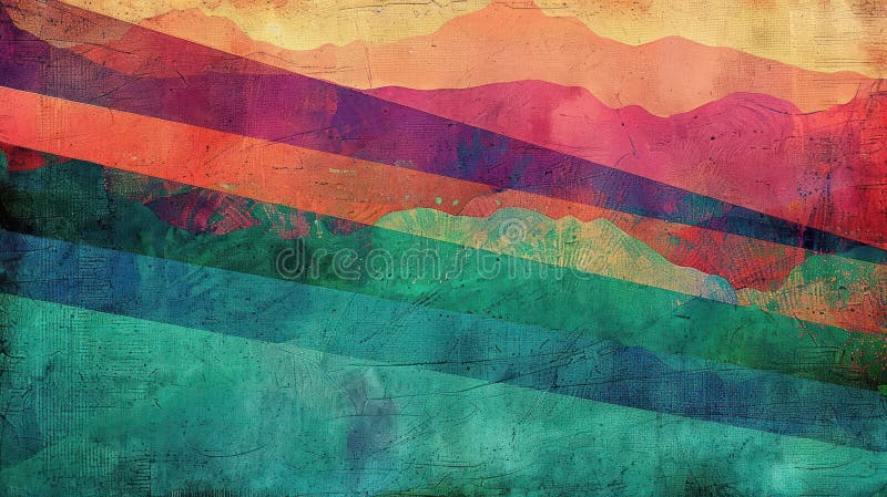 Abstract Colorful Landscape Stripes, Textured Background Stock ...