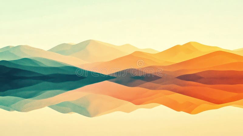 Abstract Landscape with Layered Mountains and Reflections in Serene ...