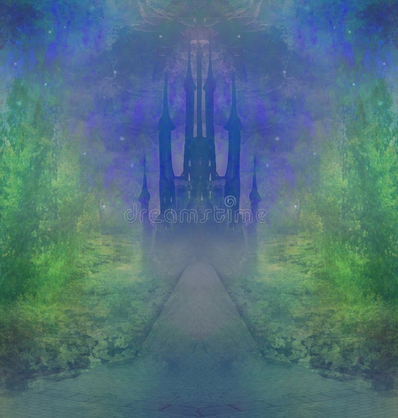 Abstract Landscape with Old Castle Stock Illustration - Illustration of ...