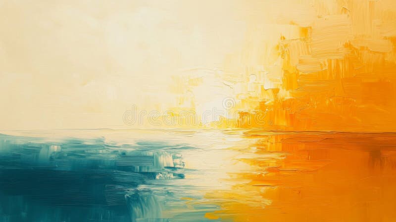 Abstract Landscape Painting with Warm and Cool Colors Stock ...