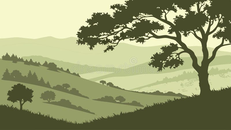 Abstract Landscape with Path and Wavy Lines, Vector Design Generative ...