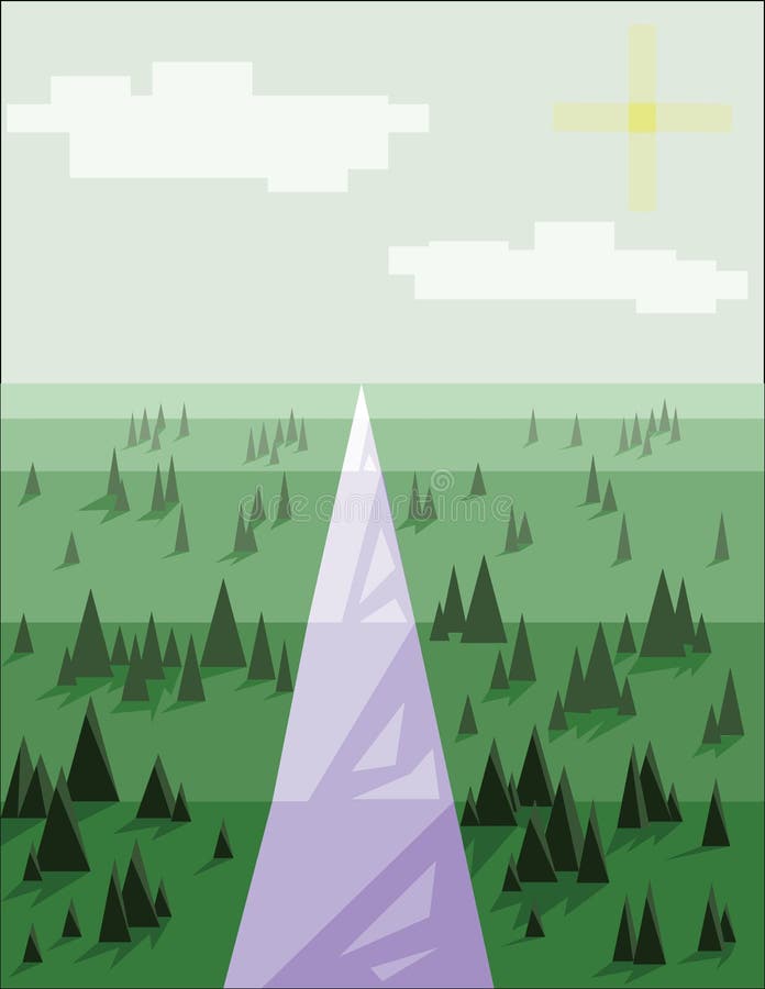 Abstract Landscape with Pine Trees Stock Vector - Illustration of fresh ...