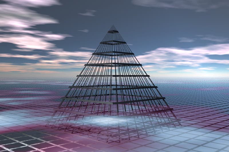 Abstract Landscape Pyramid Cage Geometric Ground 3d Rendering Stock ...
