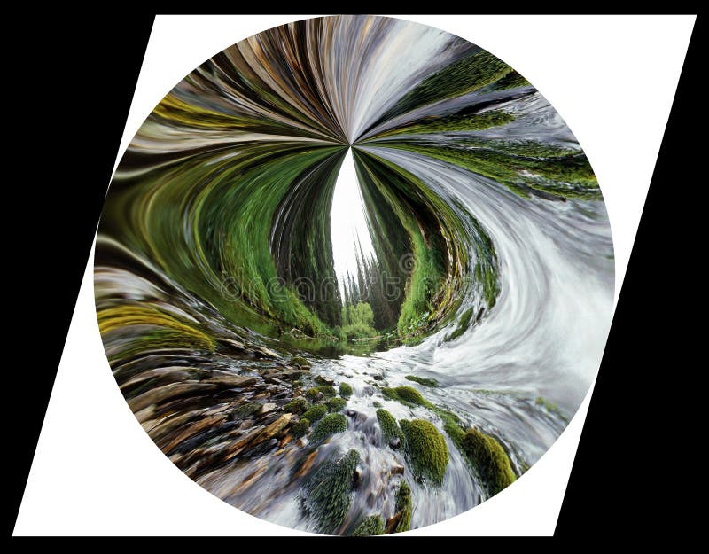 Abstract Landscape With The River Inside Of Circle Stock Illustration ...