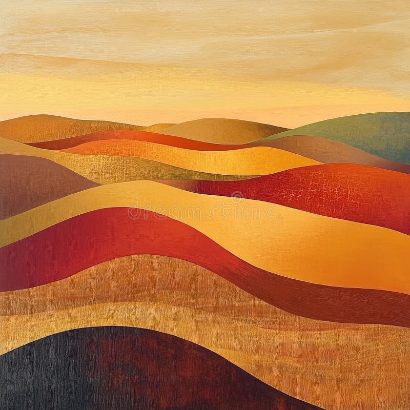 Abstract Landscape of Rolling Hills in Vibrant Colors Stock ...