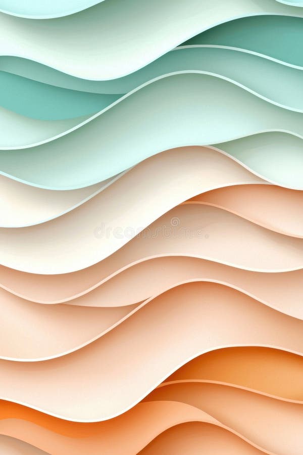 Abstract Landscape with Rolling Hills and Waves Stock Illustration ...