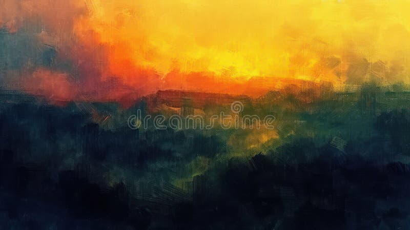 An Abstract Landscape Showcasing a Vibrant Sunset with Blended Colors ...