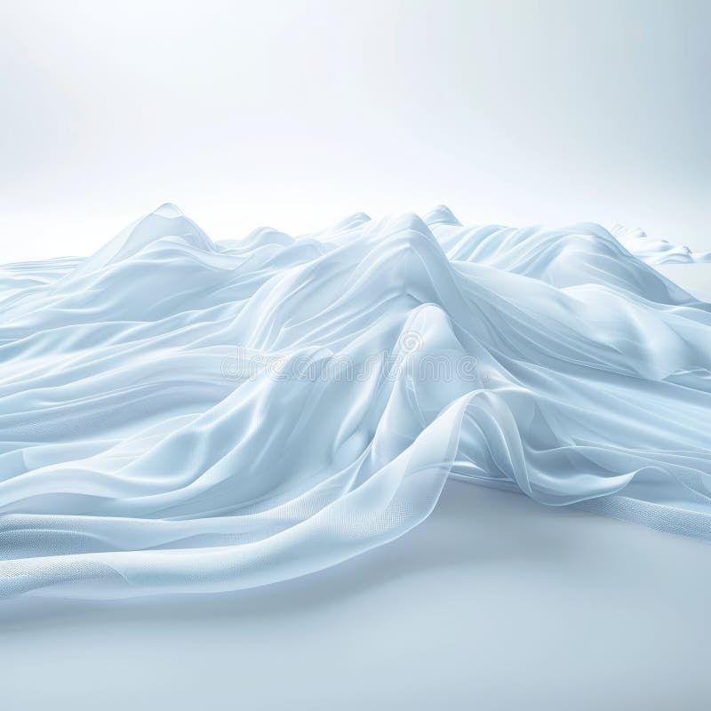 Abstract Landscape, Soft Blue Fabric Forming Mountains, Minimalistic ...