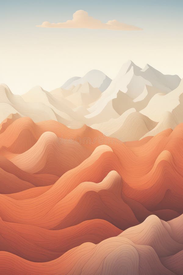 Abstract Landscape of Soft Rolling Mountains during Sunset Stock ...