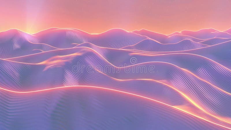 Abstract Landscape with Soft, Undulating Hills in Pastel Colors and ...