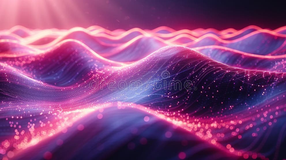 An Abstract Landscape of Sound Waves. Audio Waveforms, Music Wave Interface Elements, Virtual ...