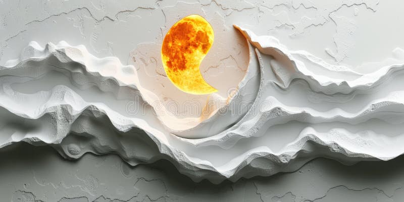 Abstract Landscape with Sun Setting Behind Textured Waves, Ideal for ...