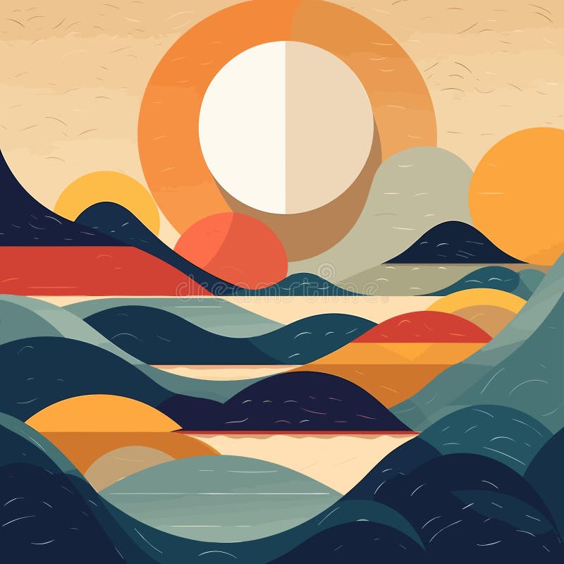 Abstract Landscape Sunset Pattern Vector Illustration Illustration ...