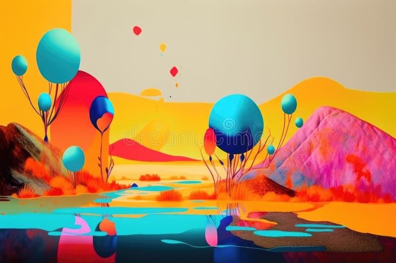 Surreal Floating Objects in a Mirrored Space Stock Illustration ...