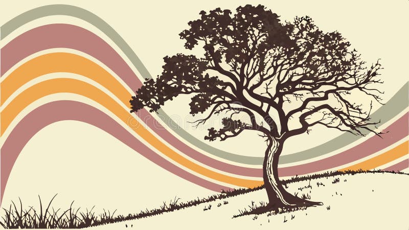 Abstract Landscape with Tree Flowing Lines Vector Design Generative AI ...