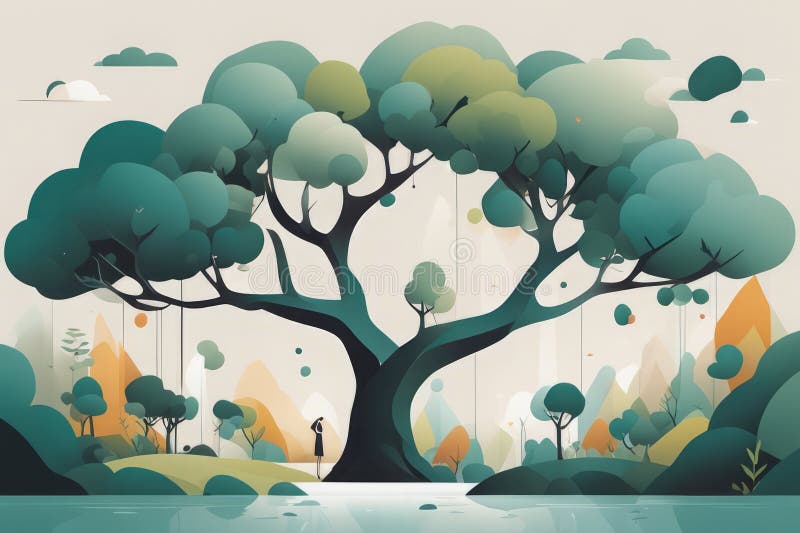 Abstract Landscape with Trees. Vector Illustration. Abstract Landscape ...