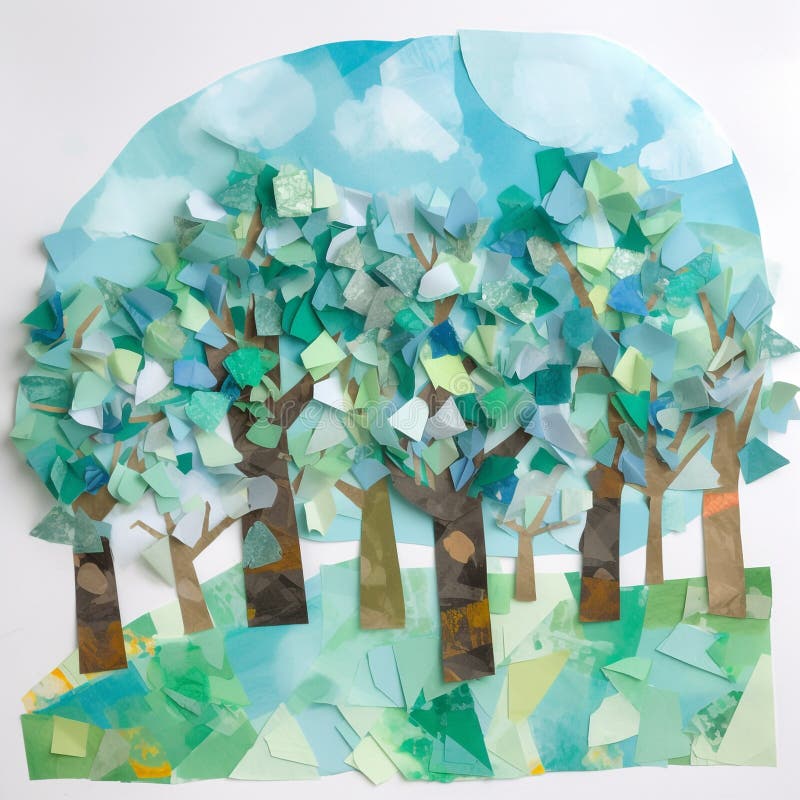 Abstract Landscape Using Torn Paper Stock Illustration - Illustration ...