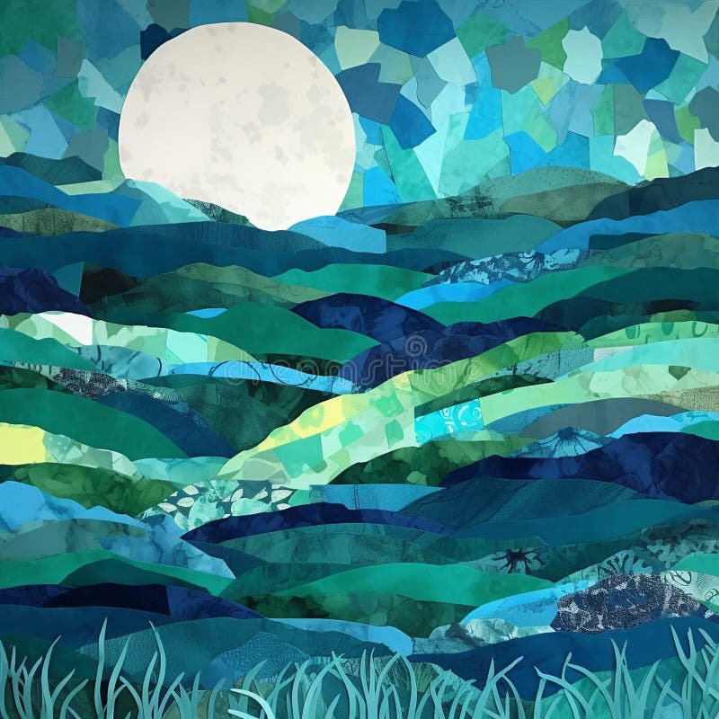 Abstract Landscape Using Torn Paper Stock Illustration - Illustration ...