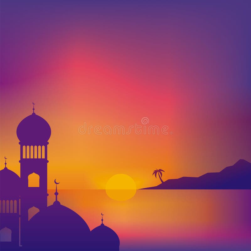 Abstract Landscape Vector with Bright Gradient Colors. Sunset Vector ...