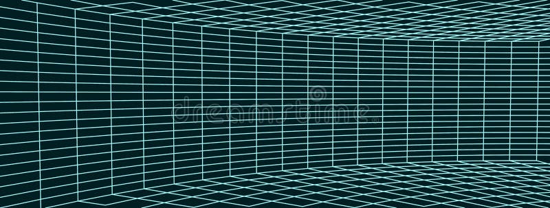 Abstract Frame Landscape. Vector Perspective Grid. 3d Mesh Stock ...