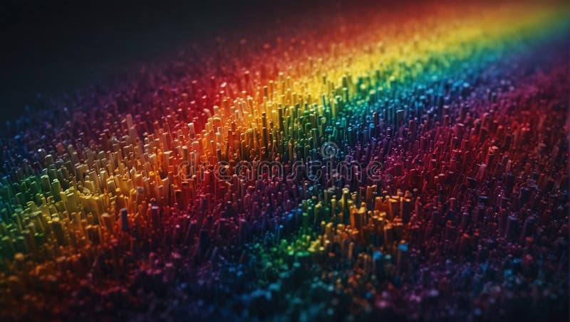 Abstract Landscape of Vibrant Rainbow-colored Spikes Creating a Dynamic ...