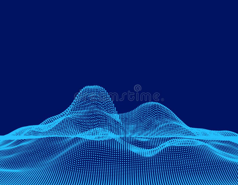 Abstract Landscape. Wave Surface of Particles. 3d Vector Illustration ...