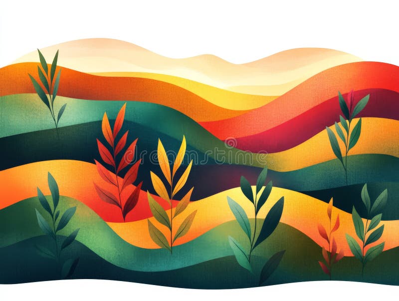 Abstract Landscape Wavy Colorful Patterns Representing Artistic ...