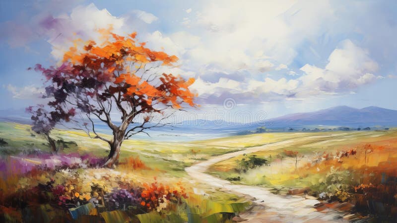 Abstract Landscape: Winding Path through Forest Stock Illustration ...