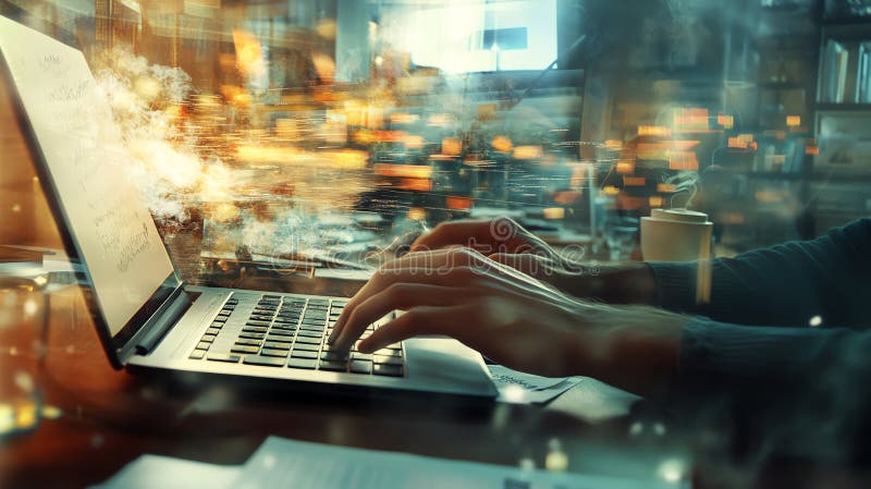 Abstract Laptop Coding Illustration Stock Image - Image of office ...