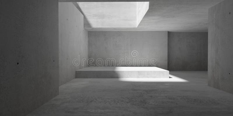 Abstract Large, Empty, Modern Concrete Room, with Ceiling Opening in ...