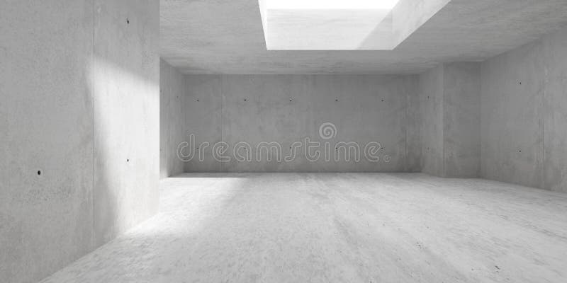 Abstract Large, Empty, Modern Concrete Room, with Central Ceiling ...
