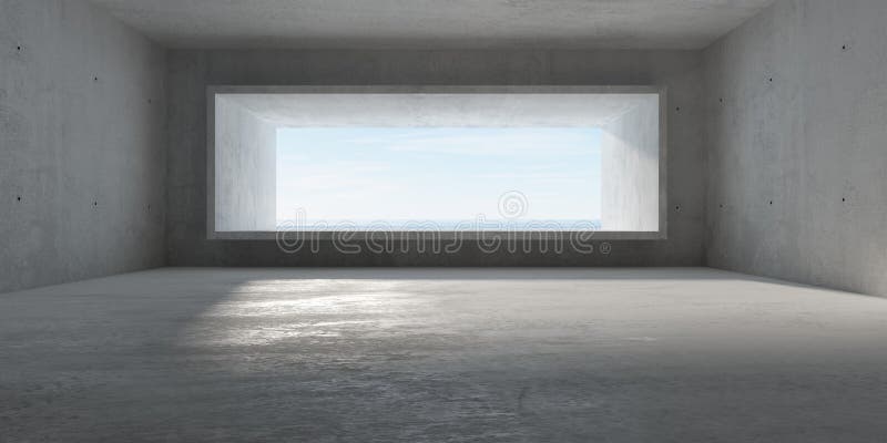 Abstract Large, Empty, Modern Concrete Room with Rectangular Opening in ...