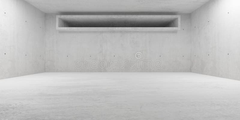 Abstract Large, Empty, Modern Concrete Room with Wide Rectangular Open ...