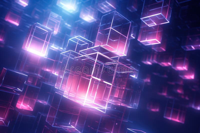 Abstract Laser Cube Background 3d Render Stock Illustration ...