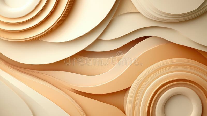 Abstract Latte Toned Waves with Layered 3D Effects Create Soothing and ...
