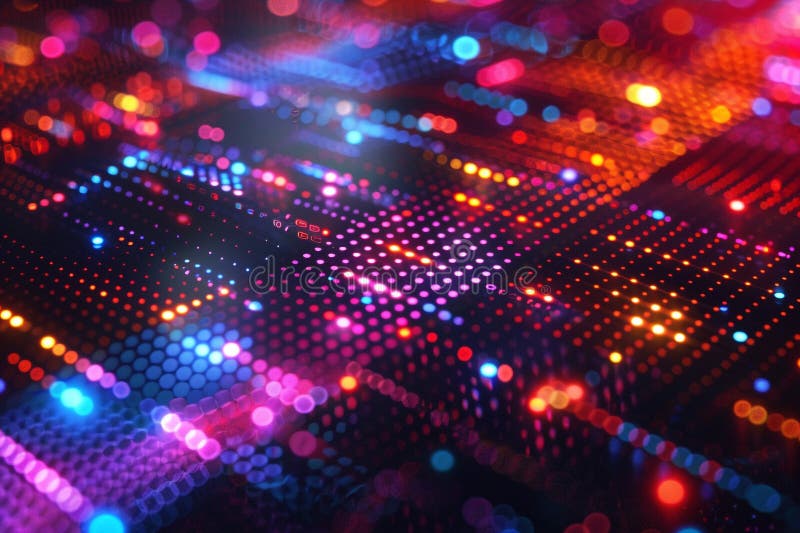 Abstract Lattice of Illuminated Pixels a Modern Digital Background with ...