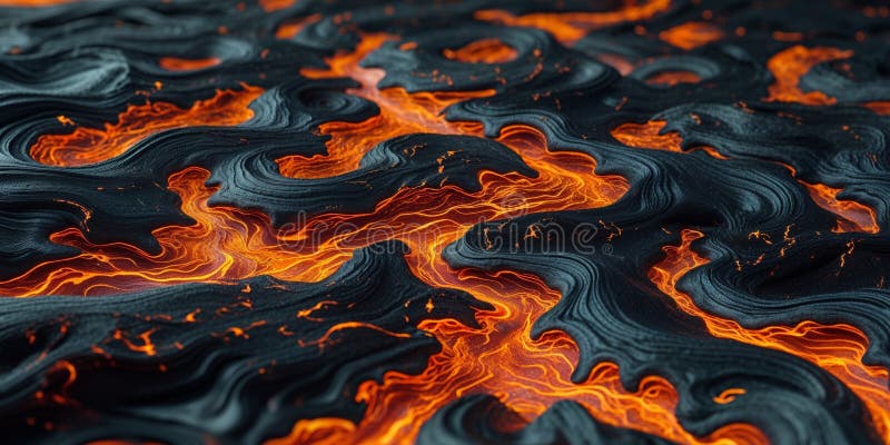 Abstract Lava Flow Fiery Orange and Black Swirling Texture. Stock Image ...