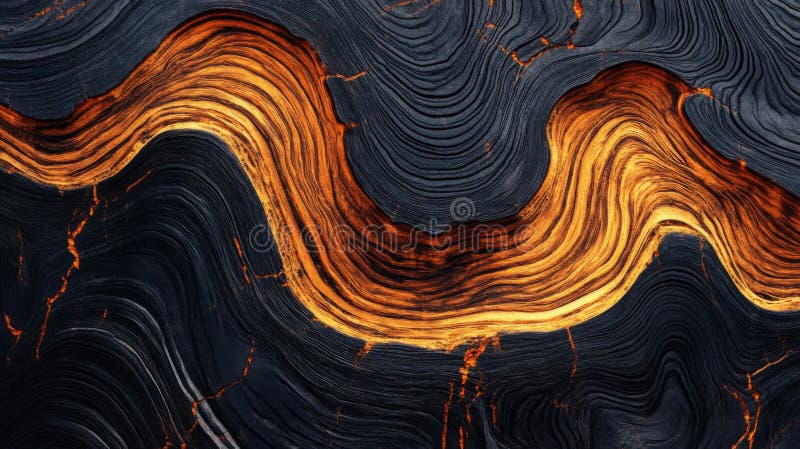 Abstract Lava Flow Texture: Dark and Orange Swirls Stock Illustration ...