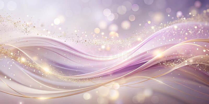 Abstract Lavender and Gold Swirling Design with Glittering Particles ...