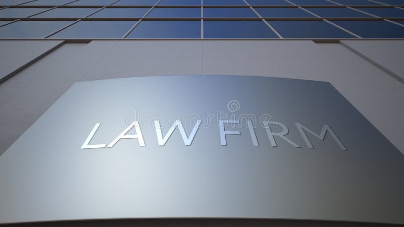 Abstract Law Firm Signage Board. Modern Office Building. 3D Rendering ...
