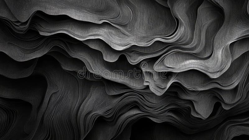 Abstract Layered Black and Gray Wavy Texture Stock Illustration ...