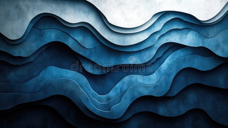 Abstract Layered Blue and White Wavy Design Stock Illustration ...
