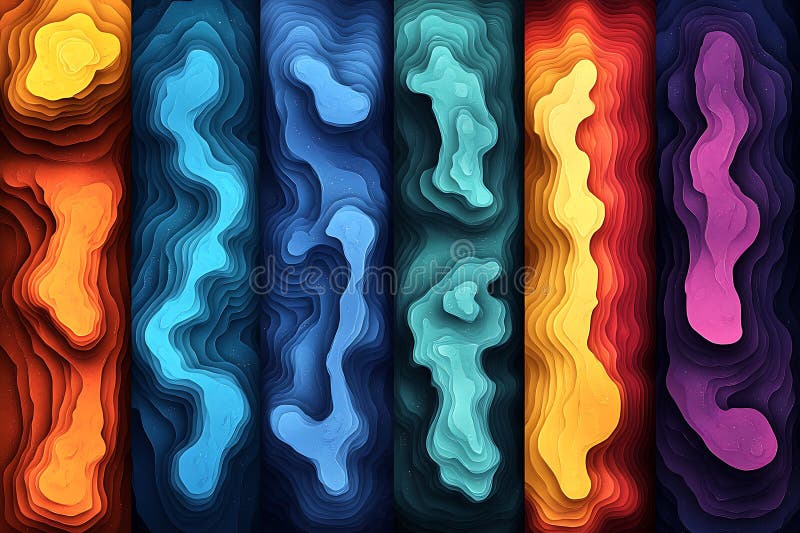 Abstract Layered Colorful Background Vibrant 3D Wave Pattern Design ...