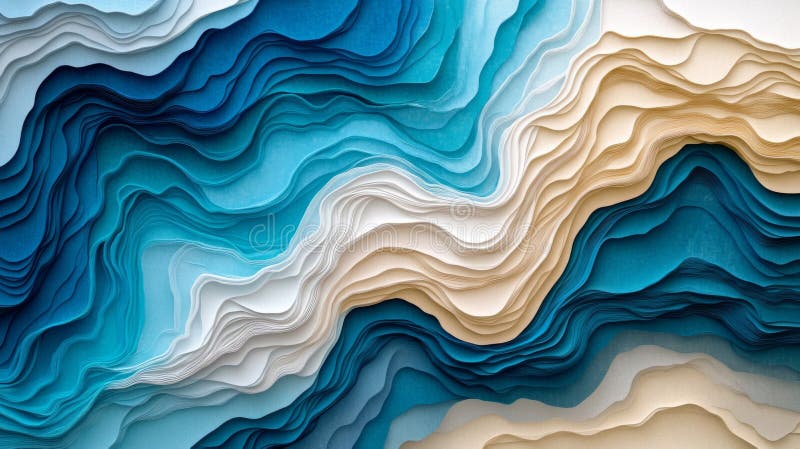 Abstract Layered Design with Blue and Beige Tones Stock Illustration ...