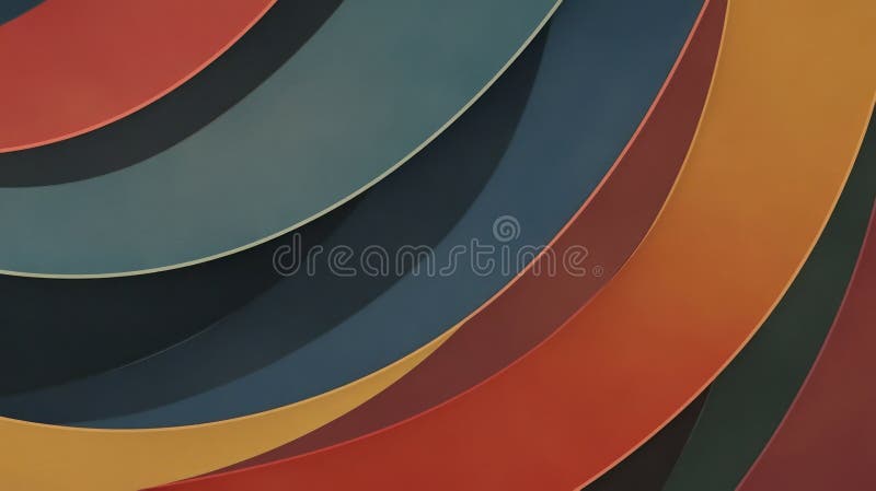 Abstract Layered Design Featuring Curved Shapes in Various Colors Stock ...