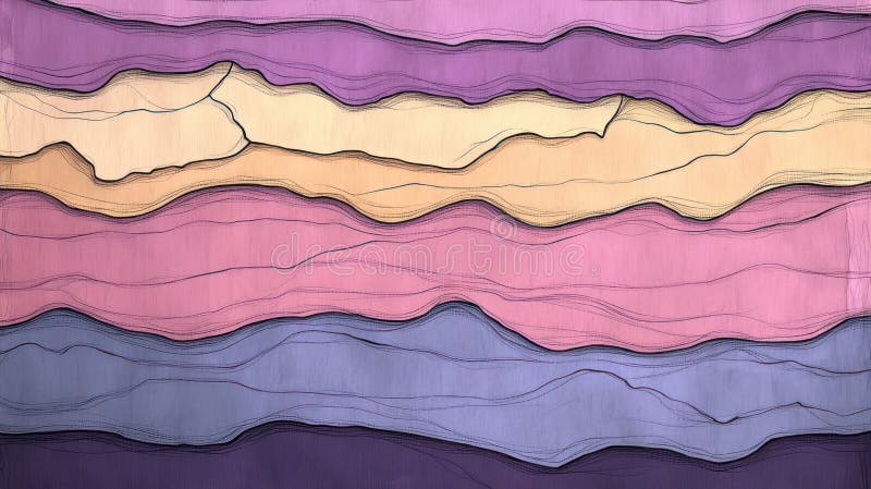 Abstract Layered Design with Wavy Lines in Soft Colors Stock ...