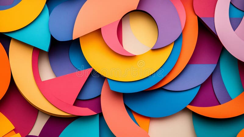Abstract Layered Geometric Patterns in a Paper-cutout Style Showcase ...